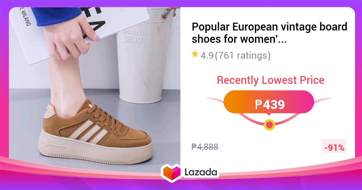 Popular European vintage board shoes for women's new autumn thick soled ...