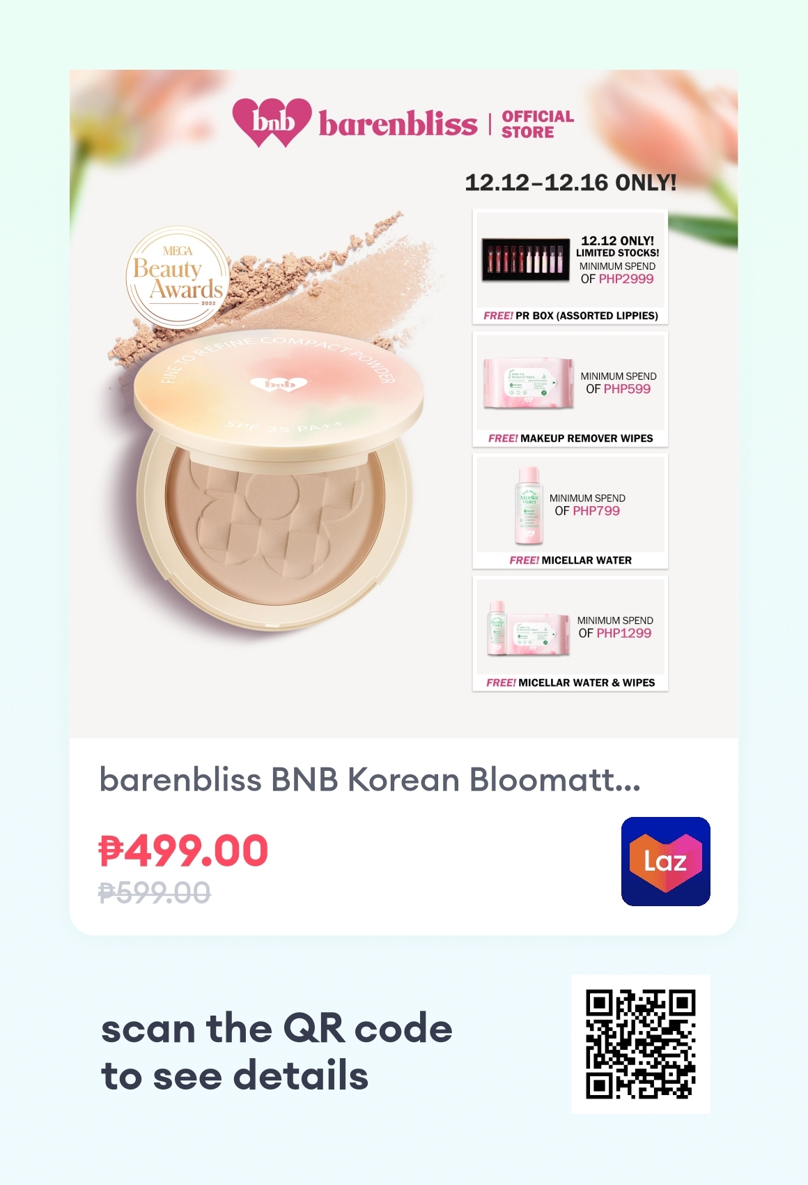 barenbliss BNB Korean Bloomatte Fine to Refine Compact Powder [24H Oil ...
