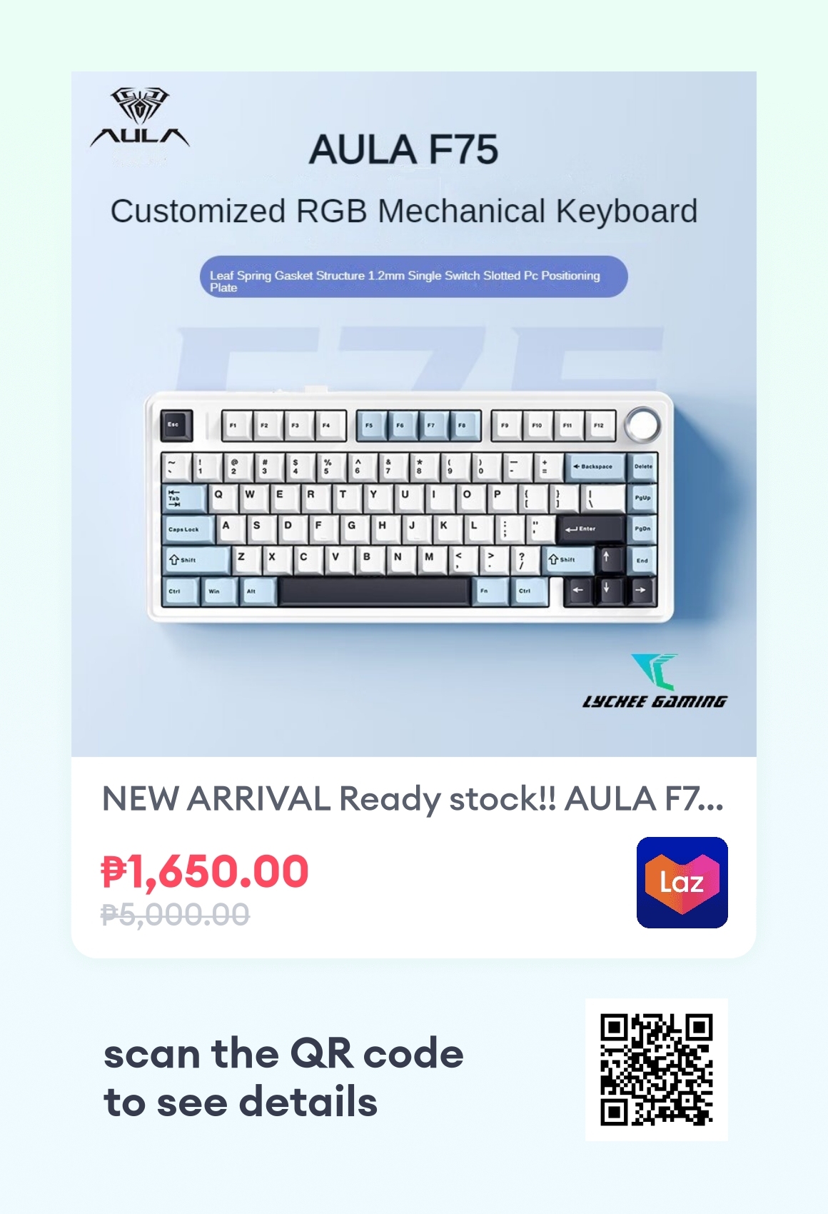 NEW ARRIVAL Ready stock!! AULA F75 customized mechanical keyboard gasket structure full-key hot ...