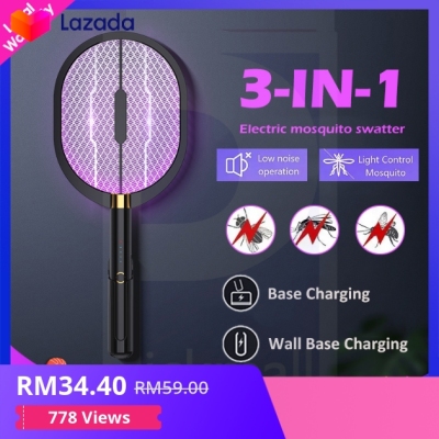 [Ready Stock] 3 in1 Electric Mosquito Swatter Rechargeable Insect ...