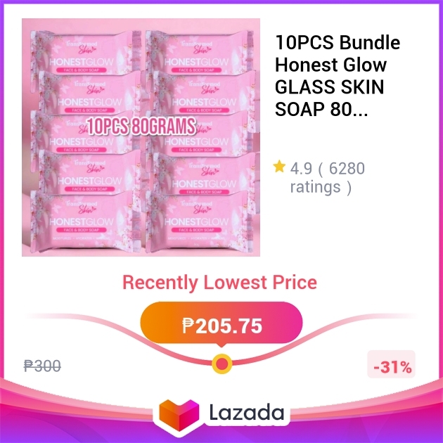 10PCS Bundle Honest Glow GLASS SKIN SOAP 80g (Reseller Package ...