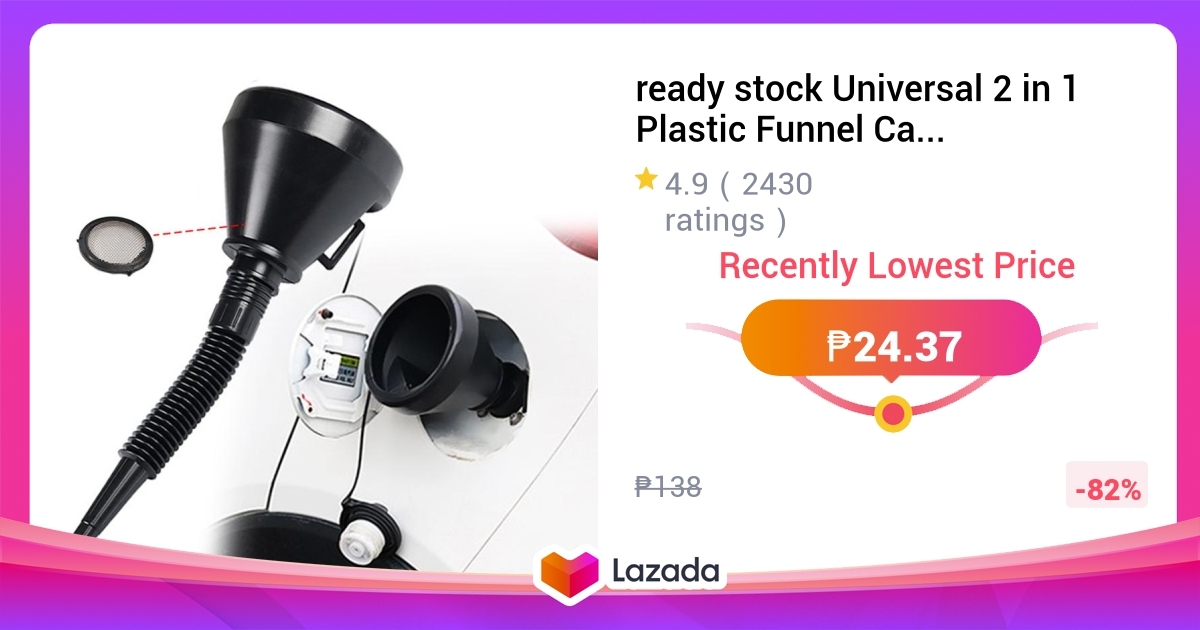 ready stock Universal 2 in 1 Plastic Funnel Car Motorcycle Refueling ...