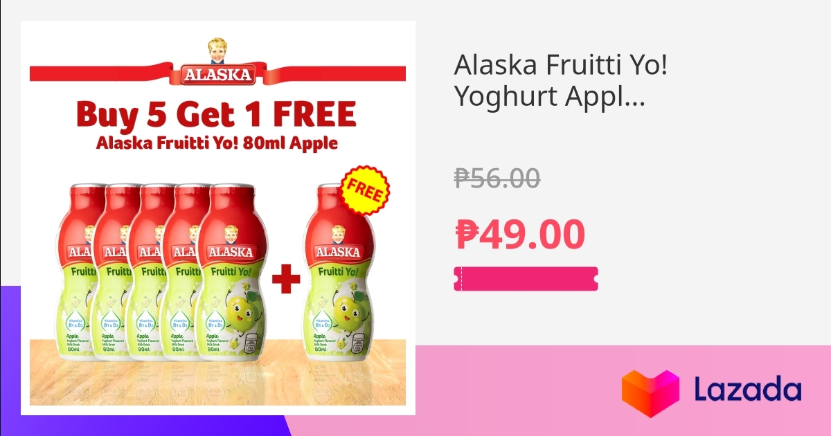 Alaska Fruitti Yo! Yoghurt Apple Flavoured Milk Drink Buy 5 Get 1 FREE