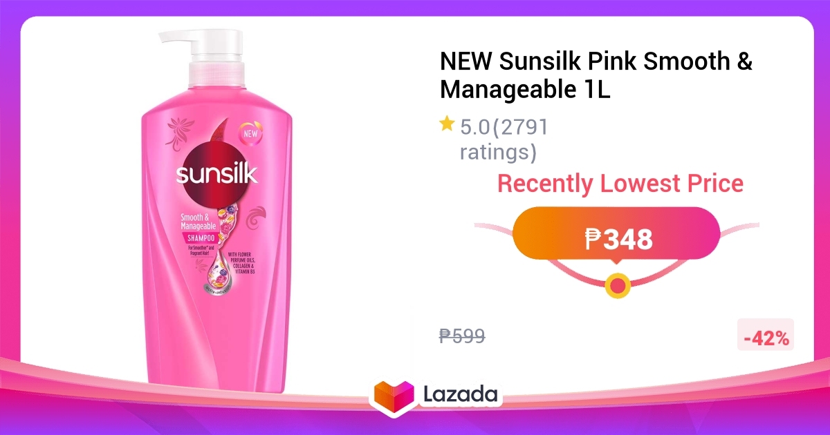 NEW Sunsilk Pink Smooth & Manageable 1L