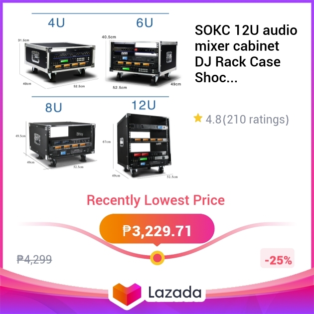 SOKC 12U audio mixer cabinet DJ Rack Case Shock Mount audio equipment ...