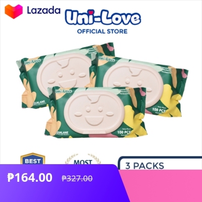 Uni-Love Squalane Wipes 100's Pack of 3