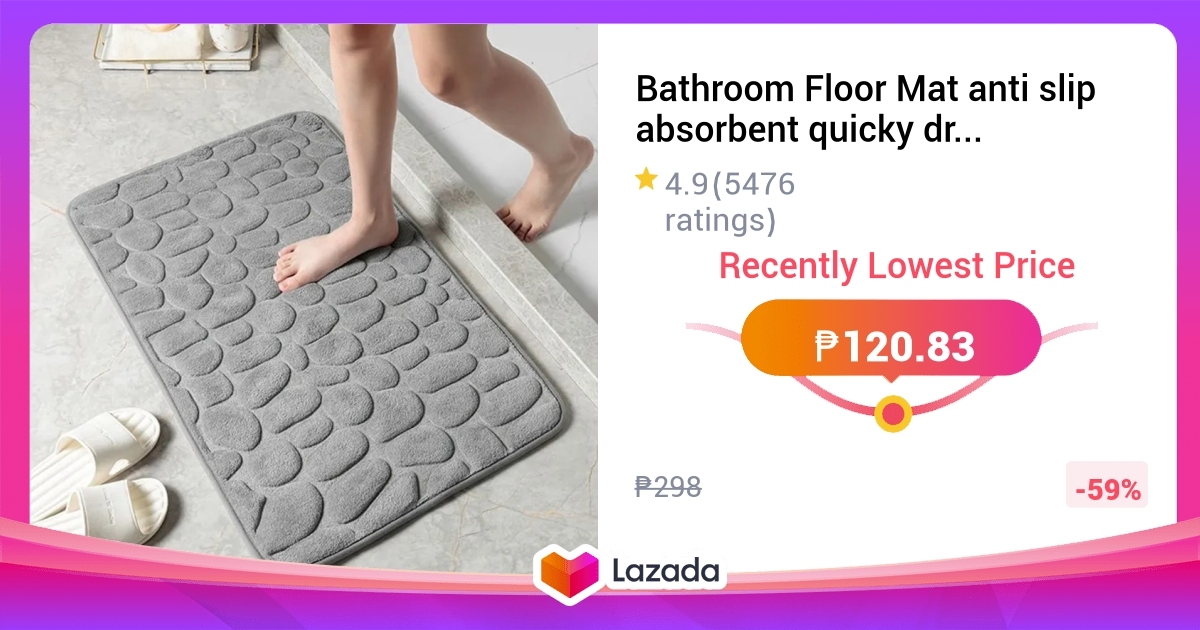 Bathroom Floor Mat Anti Slip Absorbent Quicky Dry Shower Mat Doormats