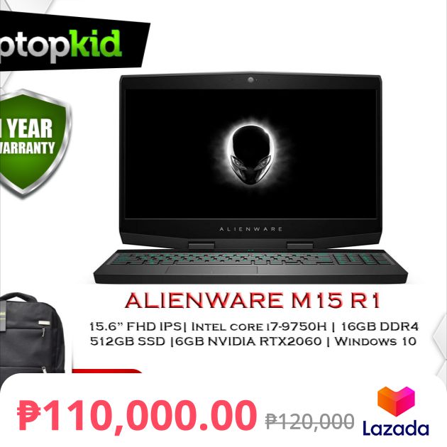 Alienware M15 R1 Gaming Laptop | 15.6" FHD IPS |Intel i7-9750H | 16GB ...