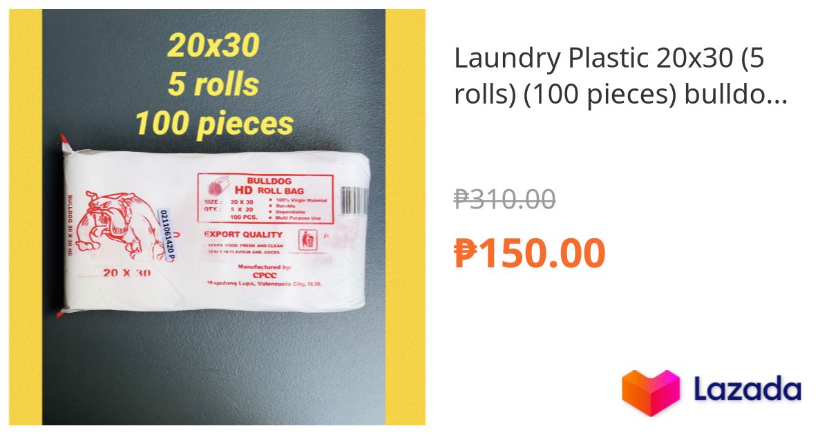 Laundry Plastic 20x30 (5 rolls) (100 pieces) bulldog brand laundry and ...