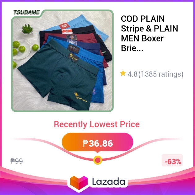 COD PLAIN Stripe & PLAIN MEN Boxer Brief 1/3pcs/pack