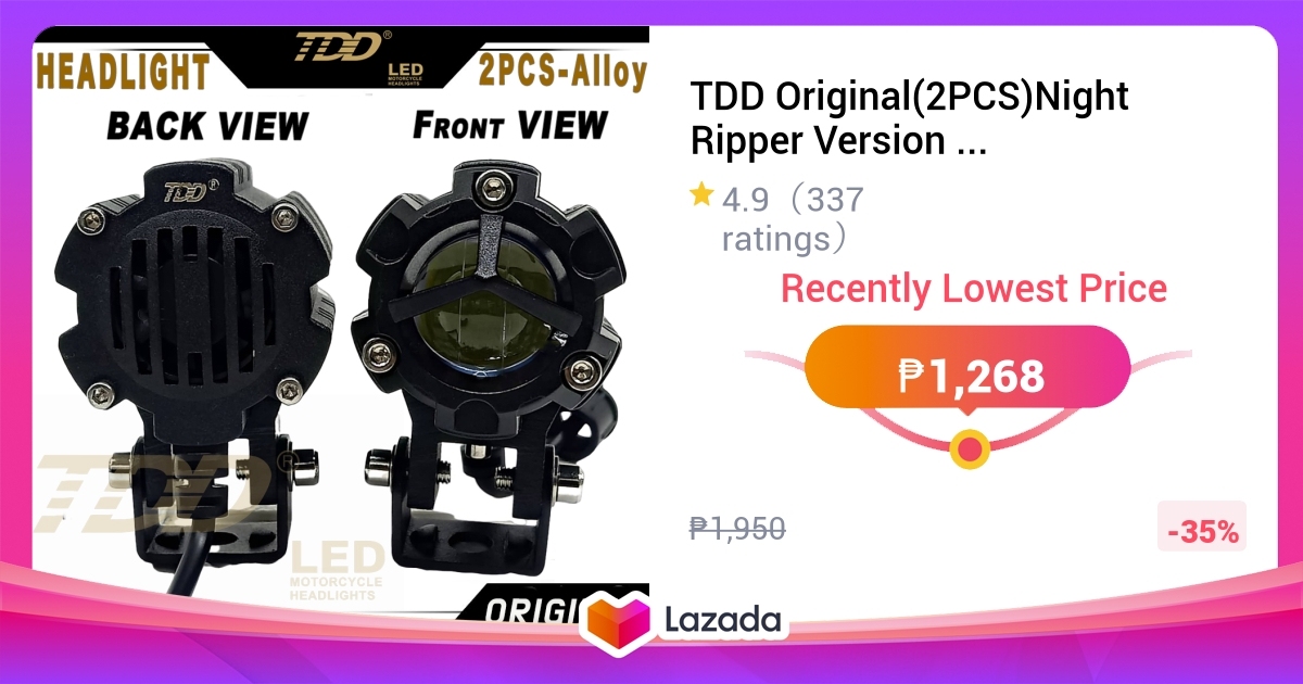 TDD Original(2PCS)Night Ripper Version 5 Headlight (45W) White and ...