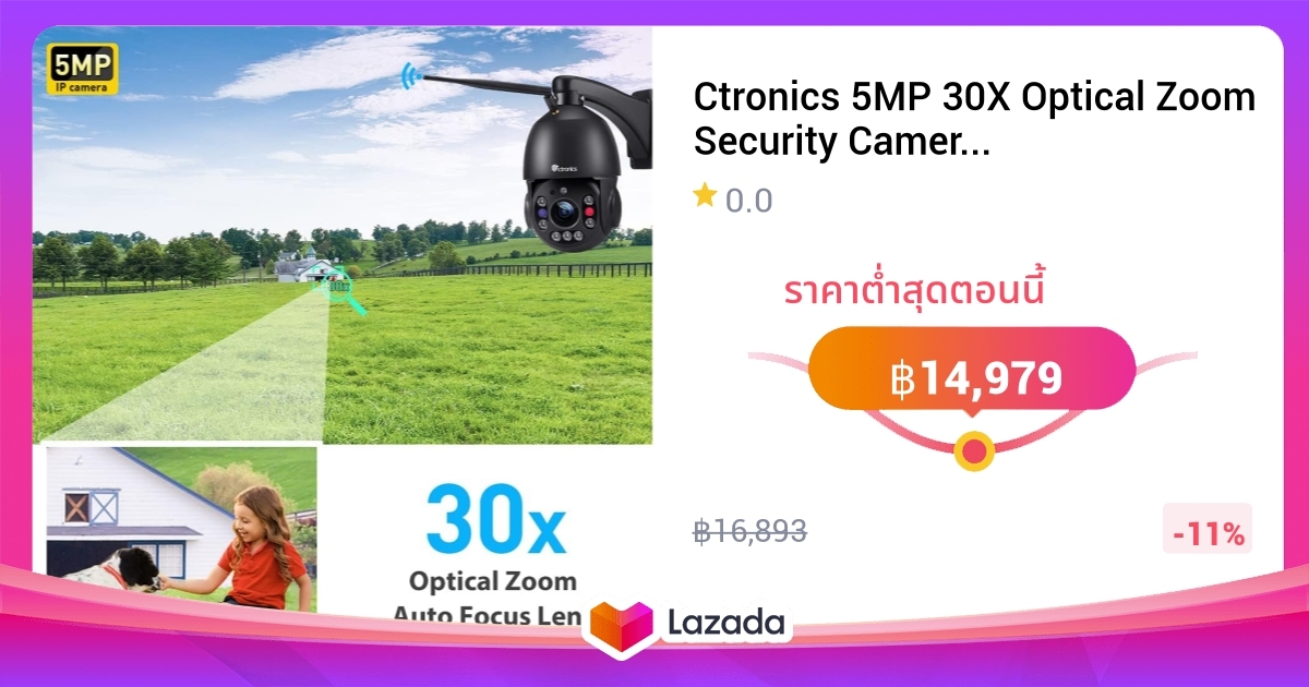 Ctronics 5MP 30X Optical Zoom Security Camera Outdoor, PTZ WiFi IP Dome ...