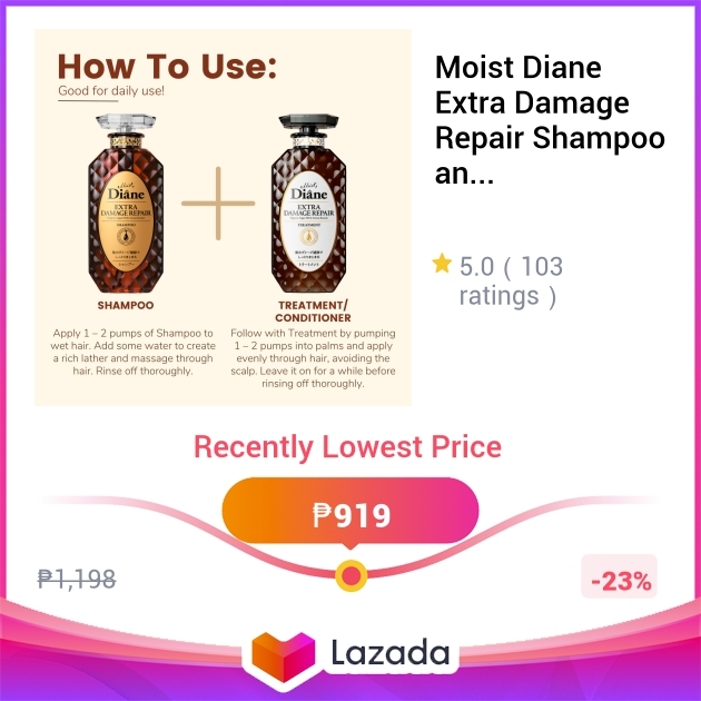 Moist Diane Extra Damage Repair Shampoo and Treatment (450 ML each)