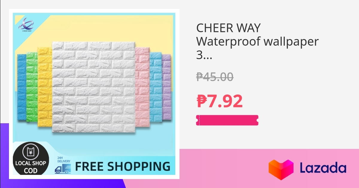 CHEER WAY Waterproof wallpaper 3D three-dimensional wall sticker self ...