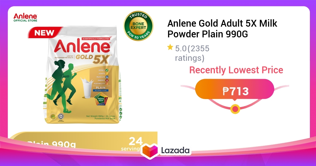 Anlene Gold Adult 5X Milk Powder Plain 990G