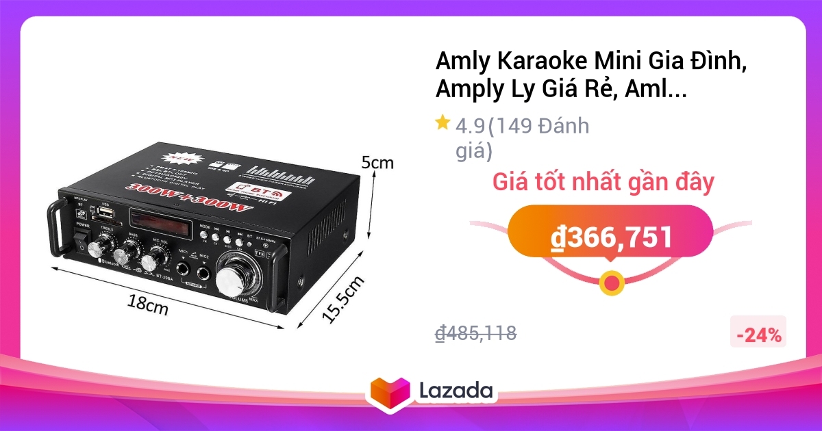 Amly Karaoke Mini Gia Đình, Amply Ly Giá Rẻ, Amly Mini Bluetooth BT ...