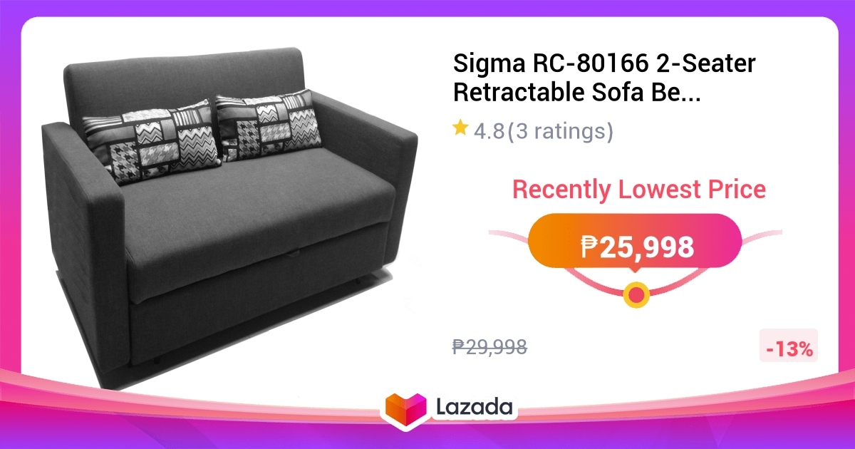 Sigma RC-80166 2-Seater Retractable Sofa Bed (DARK GRAY)