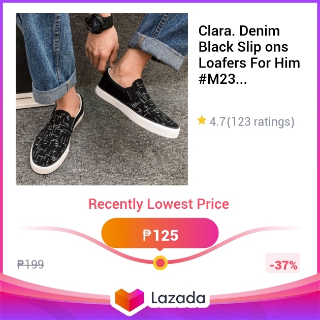 Clara. Denim Black Slip ons Loafers For Him #M230 (Standard Size)