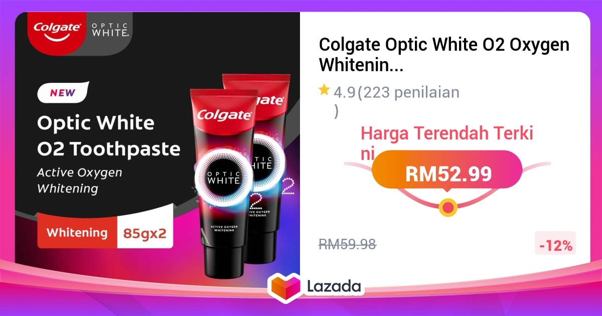 Colgate Optic White O2 Oxygen Whitening Toothpaste 85g [Bundle of 2 ...