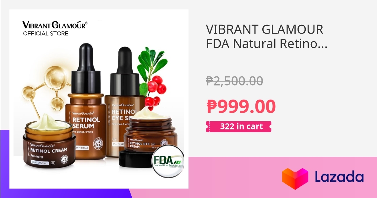 VIBRANT GLAMOUR FDA Natural Retinol Sets Face Cream+Facial Serum+Eye ...