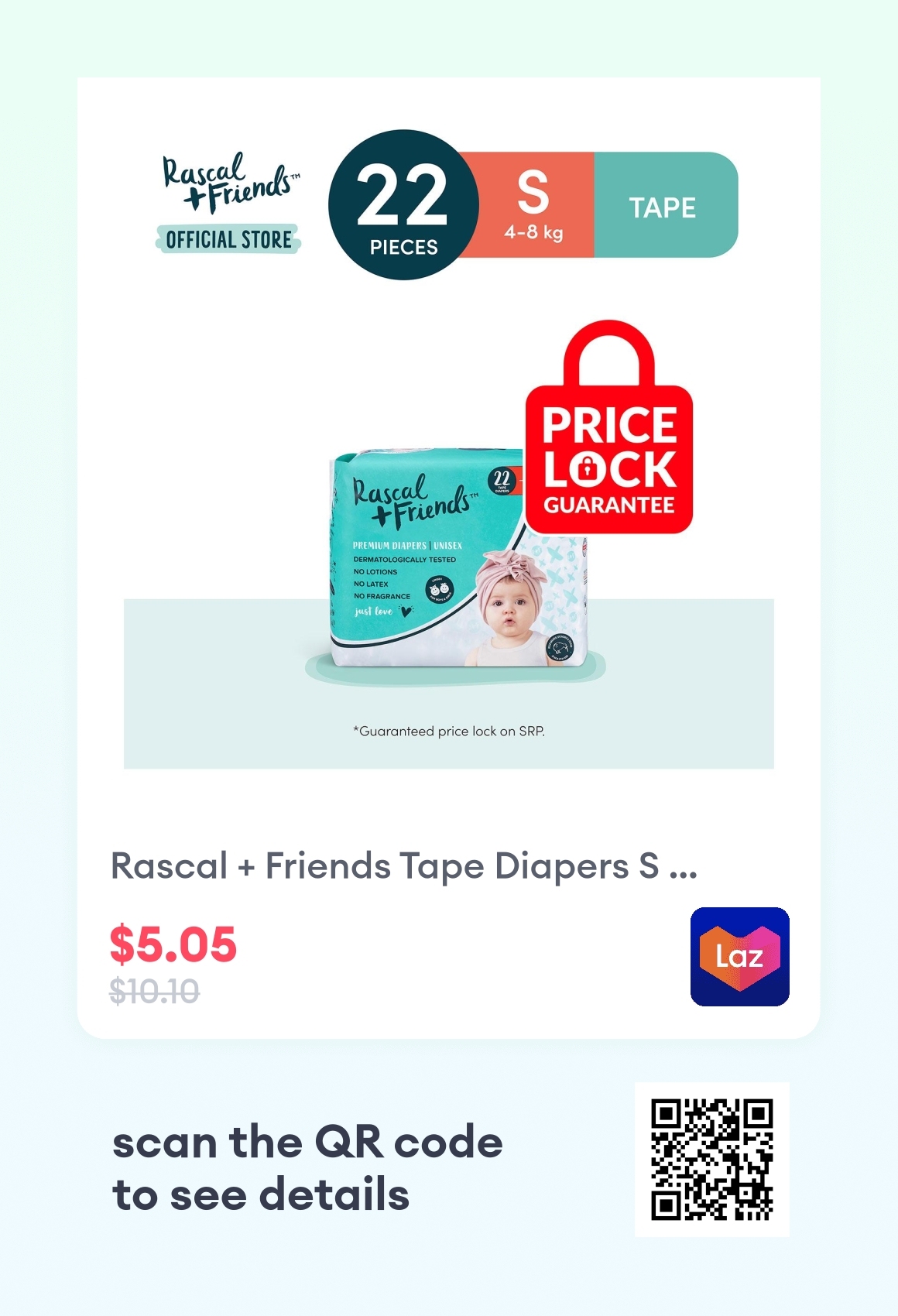 Rascal + Friends Tape Diapers S - Sample [Max 1 per customer]