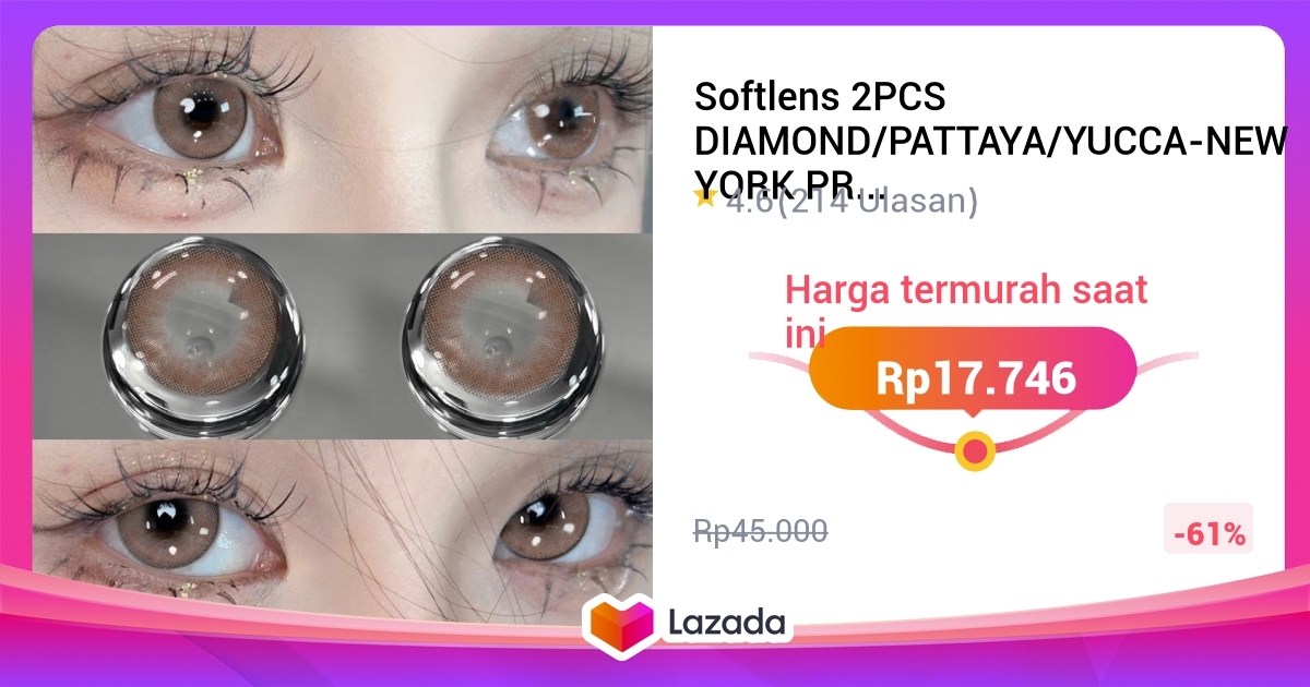 Softlens 2PCS DIAMOND/PATTAYA/YUCCA-NEW YORK PRO BROWN / GALAXY GRAY ...