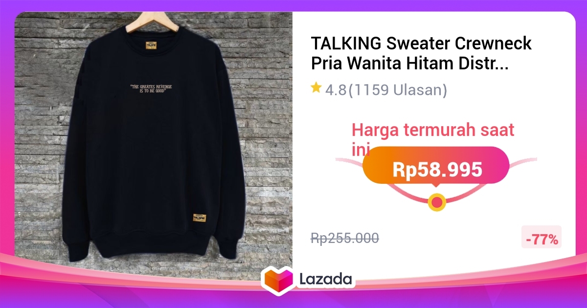 TALKING Sweater Crewneck Pria Wanita Hitam Distro Motif LEST TALK GID ...