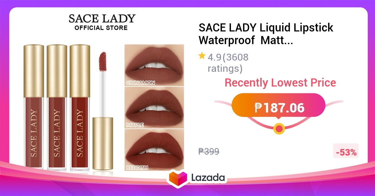 SACE LADY Liquid Lipstick Waterproof Matte Nonstick Cup Lasting ...