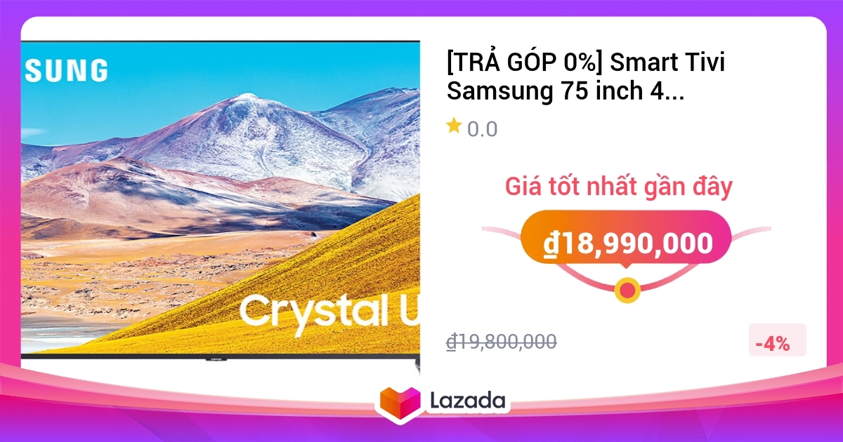 [TRẢ GÓP 0%] Smart Tivi Samsung 75 inch 4K UA75TU8100 (Giá áp dụng giao ...