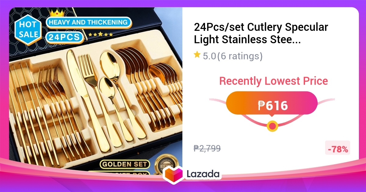 24Pcs/set Cutlery Specular Light Stainless Steel Steak Knife Fork ...