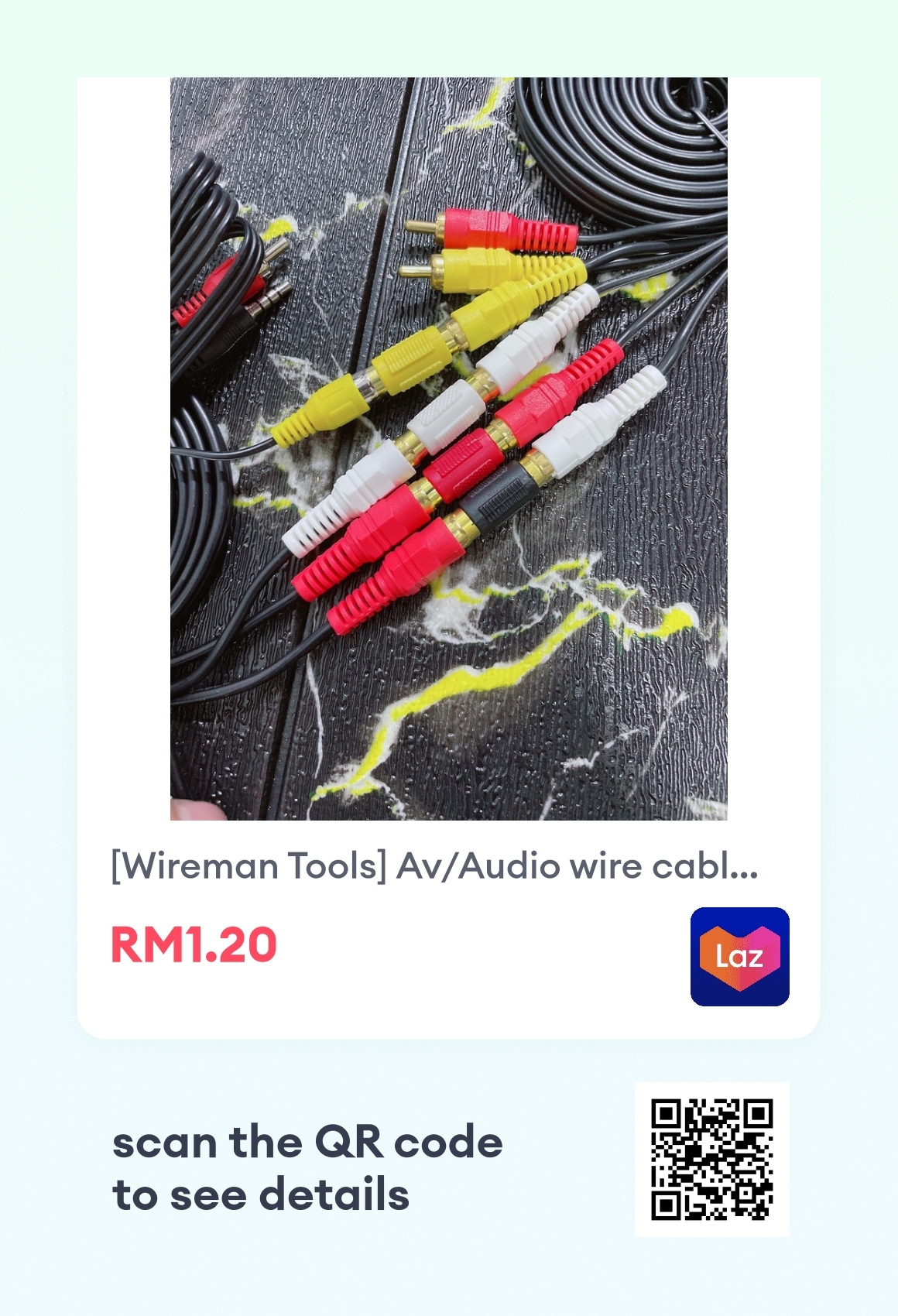 [Wireman Tools] Av/Audio wire cable 2to2 3to3 1to2 1to3 Rca audio / video cable converter ...