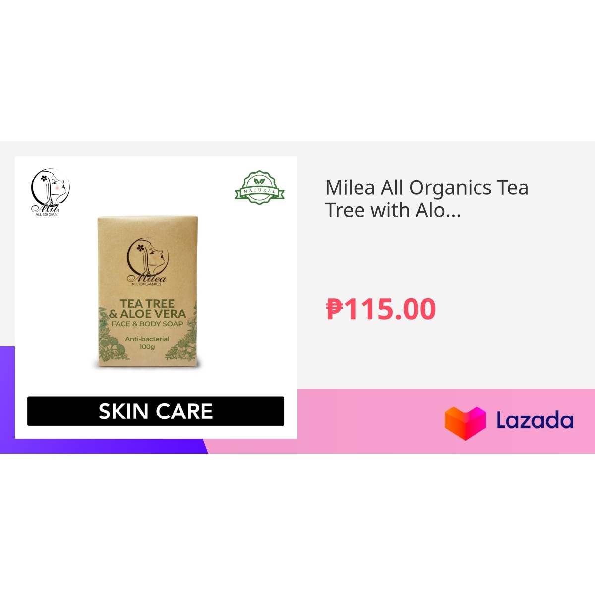 Milea All Organics Tea Tree with Aloe Vera Bath Soap 100g