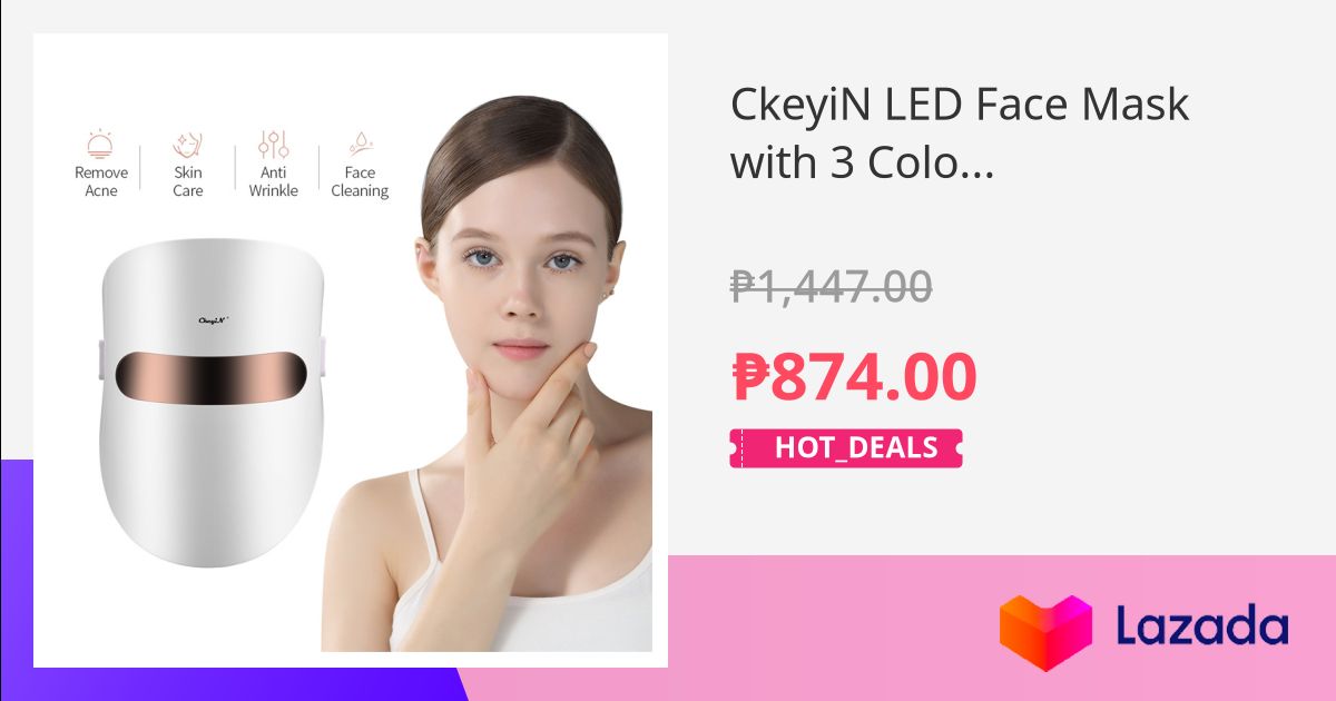 CkeyiN LED Face Mask with 3 Color Light, Photon Therapy Mask for Facial ...
