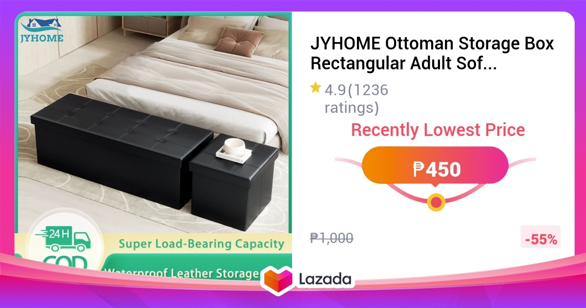 JYHOME Ottoman Storage Box Rectangular Adult Sofa Storage Stool ...