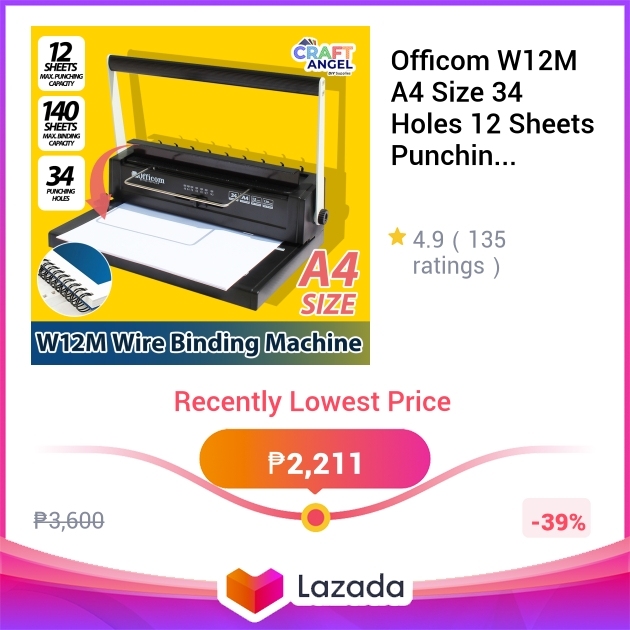 Officom W12M A4 Size 34 Holes 12 Sheets Punching Capacity Heavy Duty ...