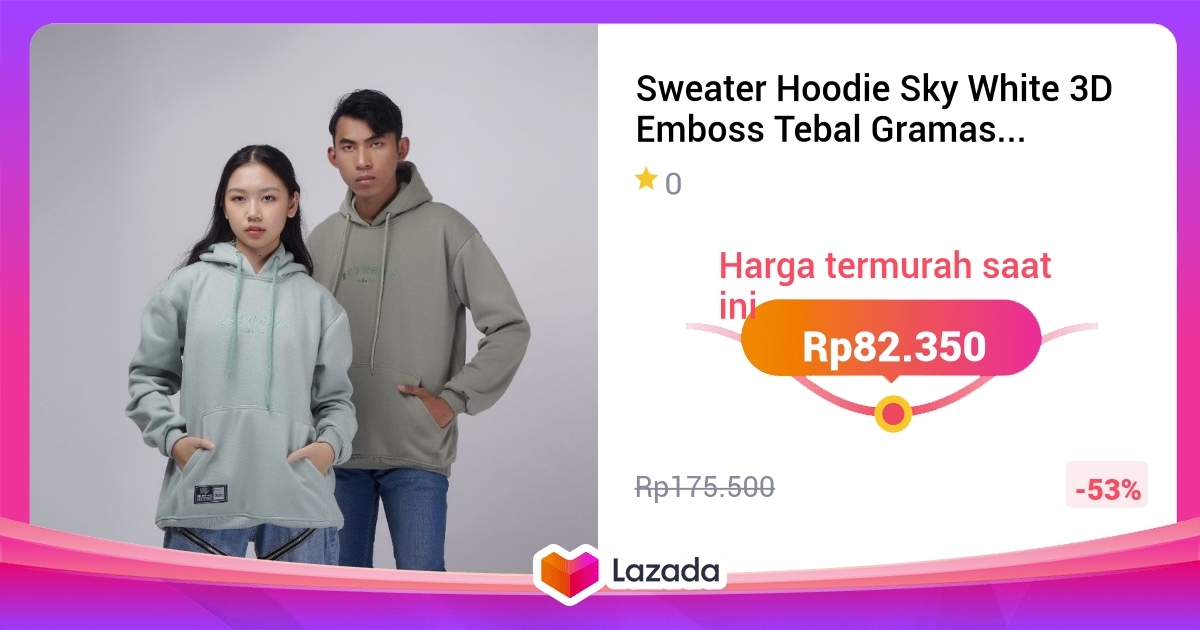 Sweater Hoodie Sky White 3D Emboss Tebal Gramasi 280 Unisex Sweater ...