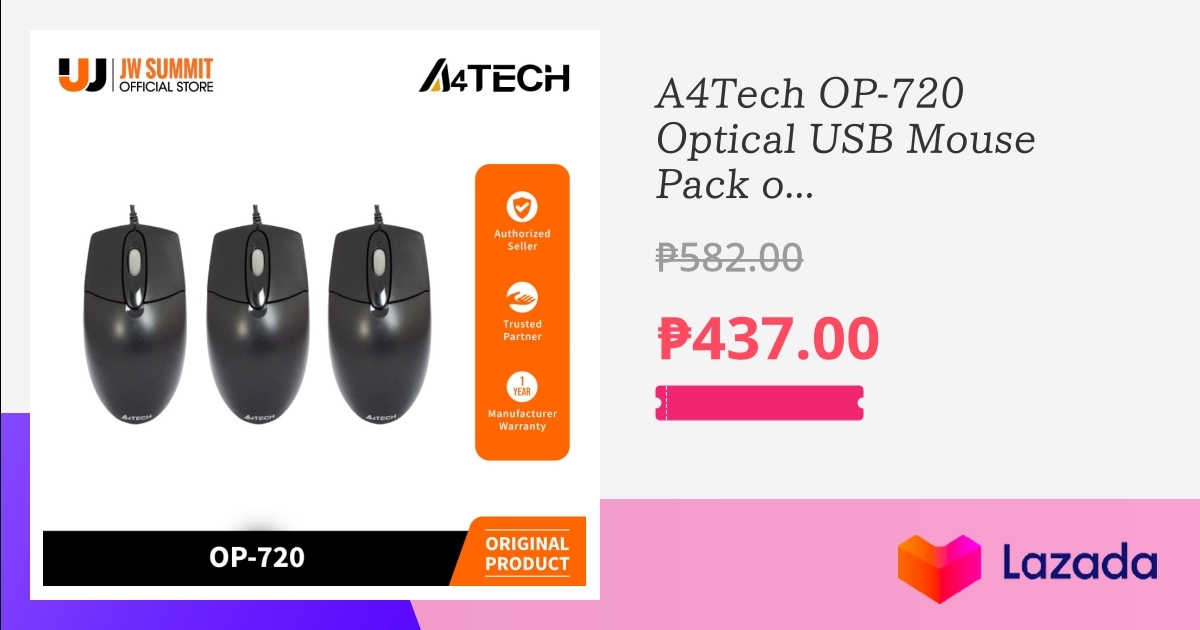 A4Tech OP-720 Optical USB Mouse Pack of 3