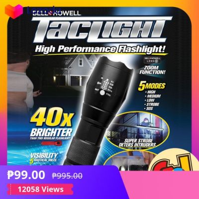 TACLIGHT FLASHLIGHT 5 Modes Zoom Waterproof Tactical Umbrella Flood ...