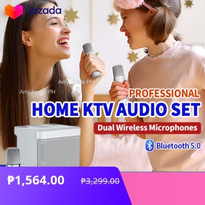 Professional Dual Bluetooth Speaker With 2 Wireless Microphones Karaoke ...