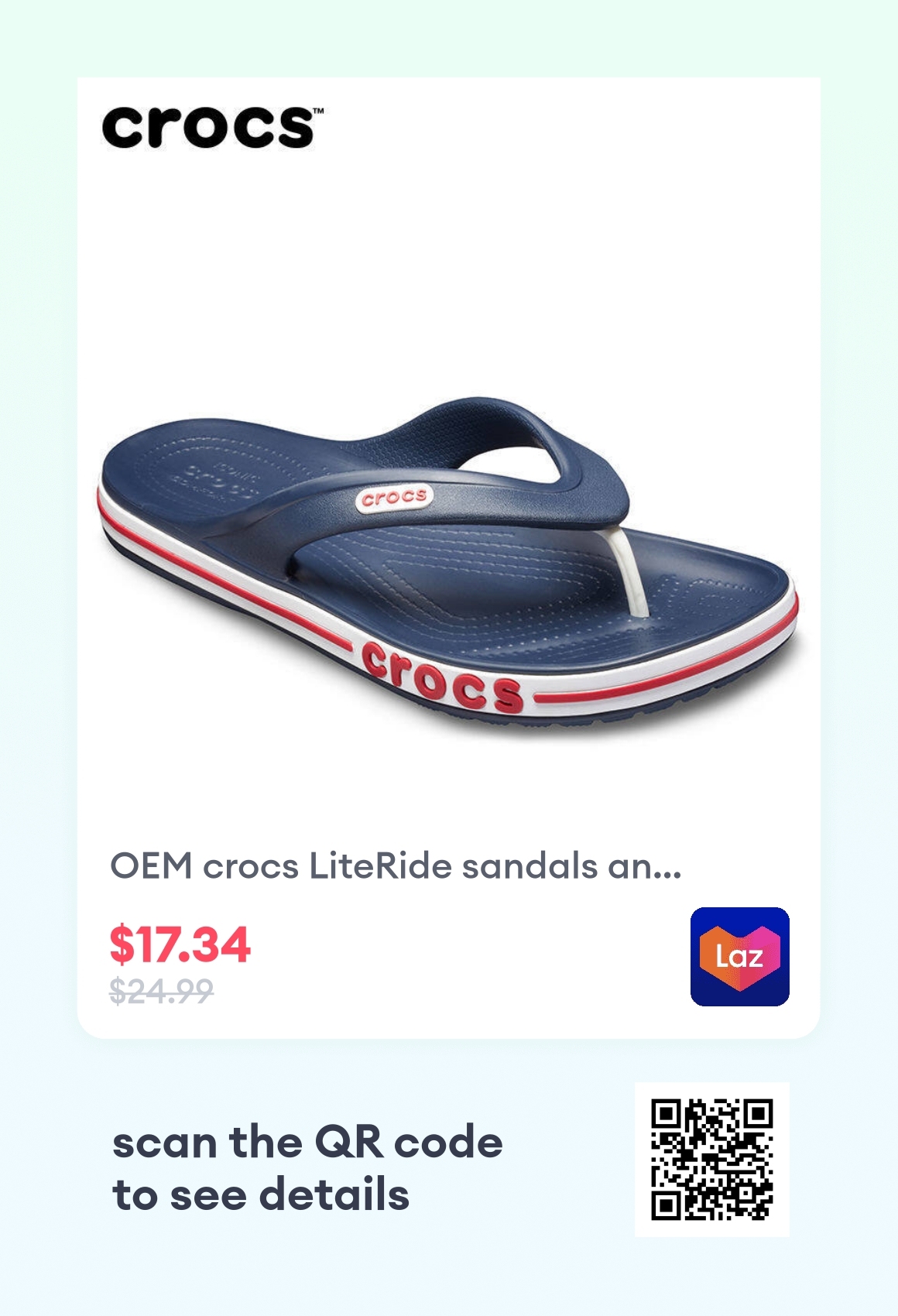 OEM crocs LiteRide sandals and slippers for men and women, with eco