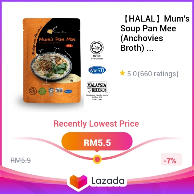 【HALAL】Mum's Soup Pan Mee (Anchovies Broth) | Mum's Pan Mee Sup (Perisa ...