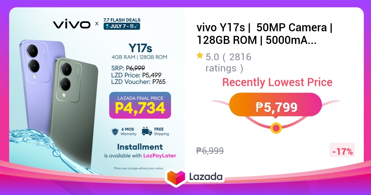 vivo Y17s | 50MP Camera | 128GB ROM | 5000mAh Fast Charge Battery ...