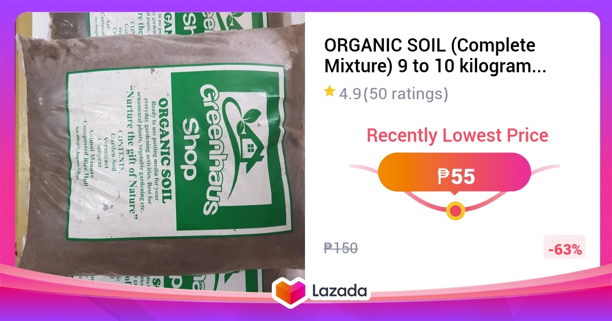 ORGANIC SOIL (Complete Mixture) 9 to 10 kilograms per 1 Pack (Contents ...