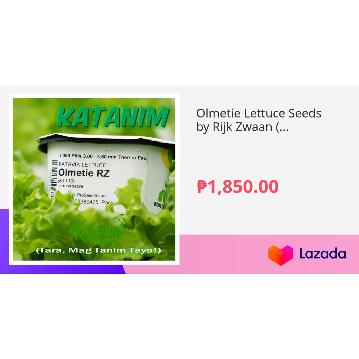 Check out Olmetie Lettuce Seeds by Rijk Zwaan (1 tub - 100...!₱1,850.00 ...