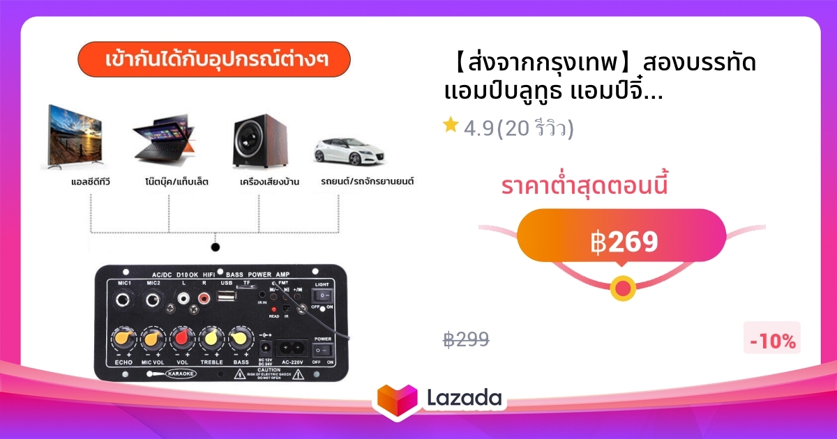 【ส่งจากกรุงเทพ】สองบรรทัด แอมป์บลูทูธ แอมป์จิ๋ว เครื่องขยายเสียง 900w 2ch บลูทูธ usb ฟังชั้นครบ ...
