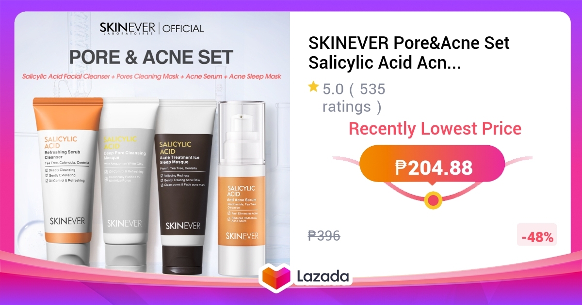 SKINEVER Pore&Acne Set Salicylic Acid Acne Treatment Ice Sleep Masque ...