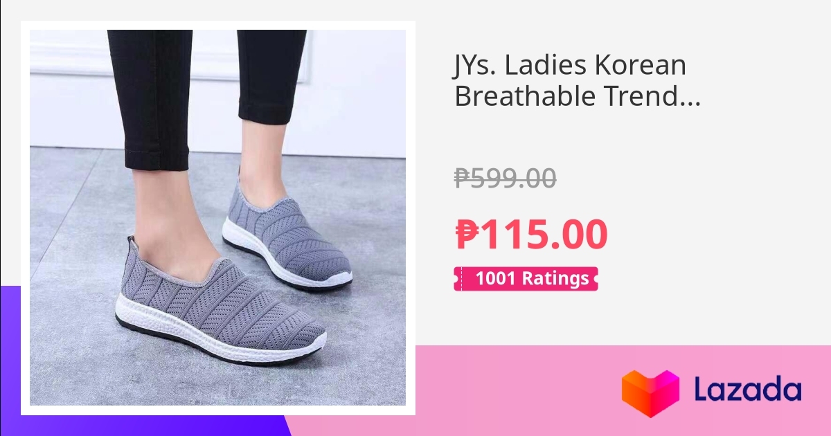 JYs. Ladies Korean Breathable Trendy Comfort Relax Slip On Sneakers #B357 (Add One Size)