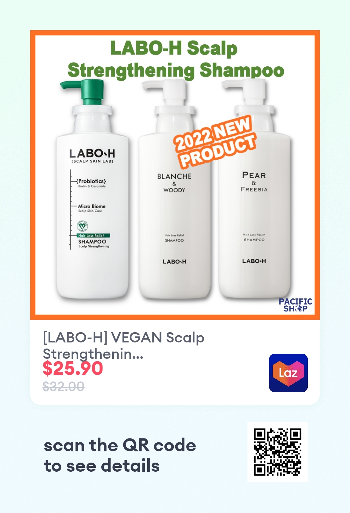 [LABO-H] VEGAN Scalp Strengthening Hair Loss Relief 400ml Shampoo (Scalp Strengthening, Blanche ...