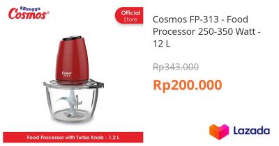 Cosmos FP-313 - Food Processor 250-350 Watt - 12 L