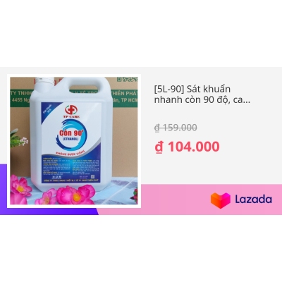 [5L-90] Sát khuẩn nhanh còn 90 độ, can 5Lit, chuẩn độ, có kiểm nghiệm ISO
